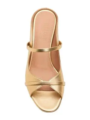 MALONE SOULIERS 45mm Norah Metallic Leather Mule Sandals - Antique Gold