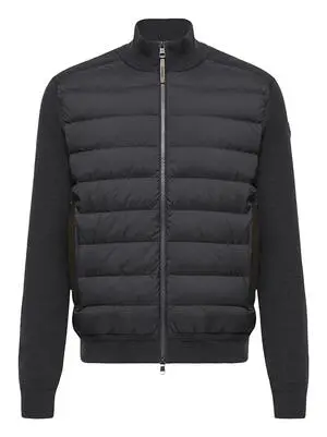 Moncler Apos;s Padded Crepe Cotton Full-zip Cardigan - Blue