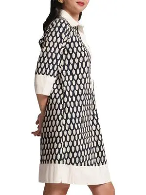 FRANCES VALENTINE Tracey Loop-print Cotton Mini Dress - Navy/multi