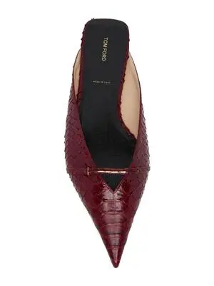TOM FORD Croc-effect Leather Flat Mules - Ruby Red