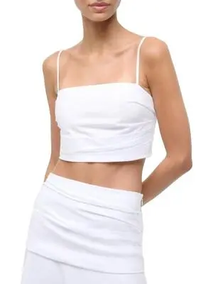 Staud Lorenzo Gathered Crop Top - White