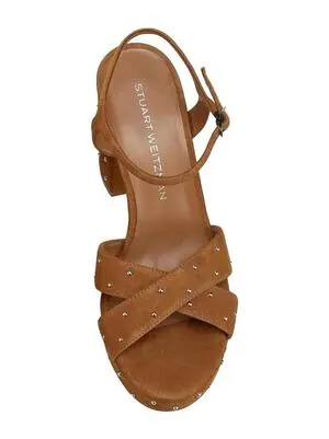 STUART WEITZMAN 90mm Dayna Sostud Suede Platform Sandals - Hazel