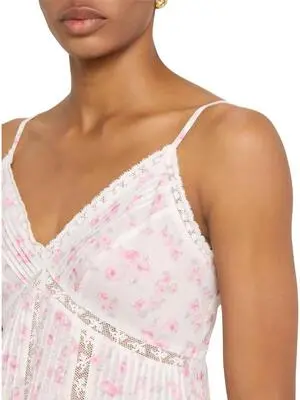 LoveShackFancy Elsette Floral Lace-trim Peplum Tank Top - Rustic Orc