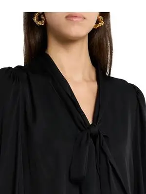 Kobi Halperin Selena Stretch-silk Tieneck Blouse Black