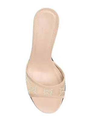 Gucci Erin Jeweled Leather Stiletto Sandals Shell