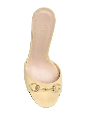 Gucci 85mm Erin Gg Monogram Canvas Mules Maize