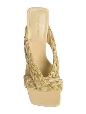 Bottega Veneta Riva Braided Raffia Mule Sandals Macadamia