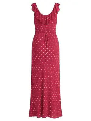 FAVORITE DAUGHTER The Blossom Sleeveless Polka-dot Dress - Raspberry/