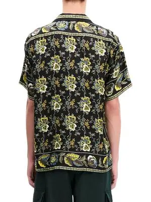 VOWELS Apos;s Silk Scarf-pattern Short-sleeve Shirt - Black