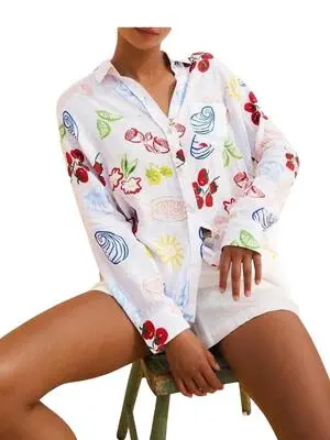 Rails X Giadzy Charli Antipasti Long-sleeve Linen Shirt - White Anti