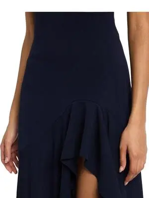 Stella McCartney Sleeveless V-neck Frill Slit Maxi Dress - Ink