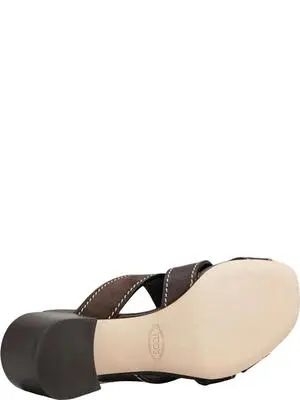 TOD & APOS;S Mixed Leather Block-heel Sandals - Palissandr