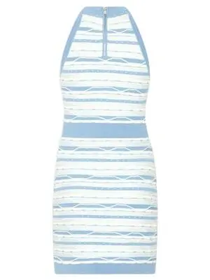 MILLY Sadie Striped Knit Halter Mini Dress - Blue Multi