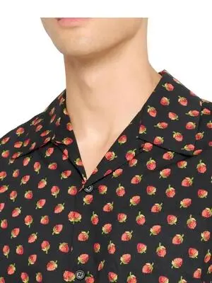 JW Anderson Strawberry-print Cotton Camp Shirt - Black Multi