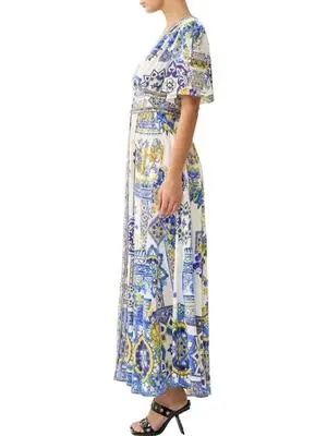 Camilla Espana Nirvana Shaped Waistband Dress With Flutter Sleeves - Espaa Nirv