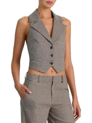 Alice + Olivia Donna Houndstooth Vest - Black/mult