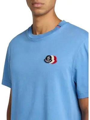 Moncler Apos;s Tricolor Patch Cotton T-shirt - Blue