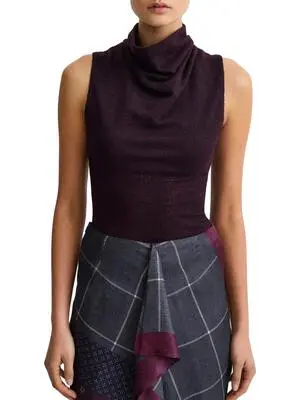 Smythe Cowl-neck Knit Shell - Currant