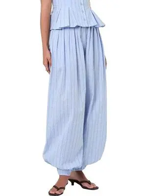 NICHOLAS Liselle Cotton Seersucker Balloon Pants - Blue Multi