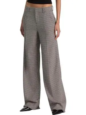 Alice + Olivia Alden Mid-rise Houndstooth Trousers - Black/mult