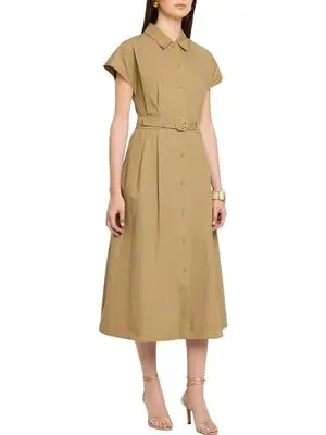 Cara Cara Sawyer Belted A-line Midi Dress - Khaki