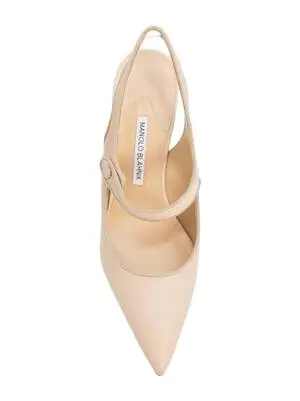 Manolo Blahnik 90mm Camparisli Leather Mary Jane Slingback Pumps - Mnud2601