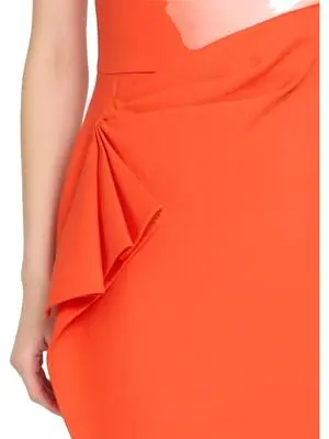 Oscar De La Renta Short-sleeve Draped Midi Dress - Paprika