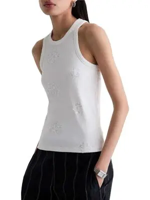 AG Embellished High-neck Tank Top