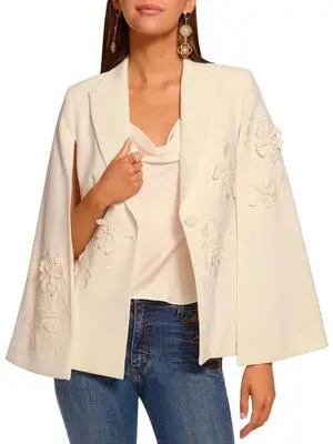 Ramy Brook Rosalinda Embellished Cape Jacket - Ivory