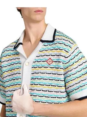 Casablanca Tuck-stitch Cotton Knit Short-sleeve Shirt - Multi