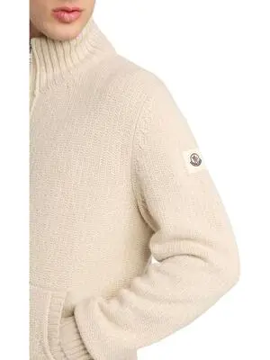 Moncler Apos;s Wool And Cashmere Rib-knit Full-zip Cardigan - Frozen Dew