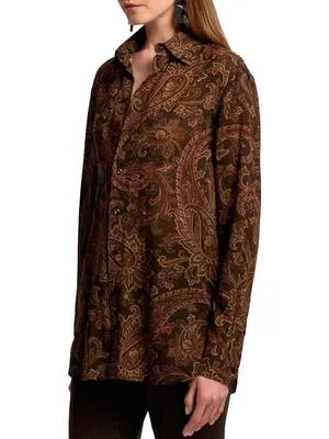 Ralph Lauren Trayna Paisley Cotton Voile Shirt - Brown