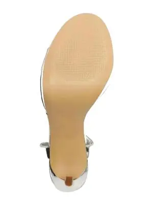 Schutz 115mm Scarlett Metallic Leather Platform Sandals - Silver