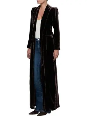 L & APOS;AGENCE Raini Velvet Shawl-collar Maxi Coat