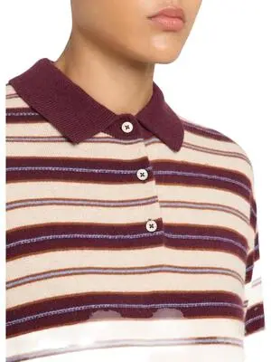 Guest In Residence Collegiate Striped Cashmere Polo Sweater - Fig Combo