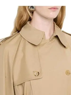 RALPH LAUREN Techno Wool Gabardine Belted Long Trench Coat