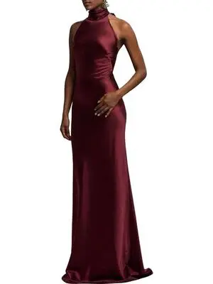 Ralph Lauren Chilton Satin Evening Dress - Red
