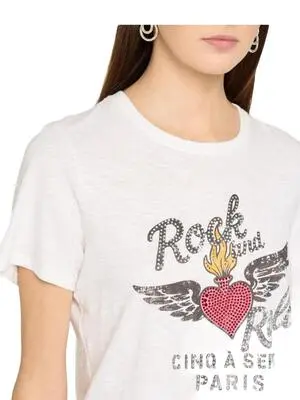 Cinq À Sept Graphic Cotton T-shirt - White Mult