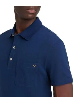 Valentino Garavani Apos;s Vgold Pique Polo Shirt - Indaco