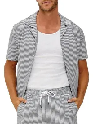 Rails Apos;s Amalfi Deck-striped Seersucker Shirt - Navy Deck