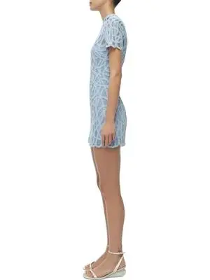 Simkhai Desiree Scalloped Macrame Mini Dress - Periwinkle