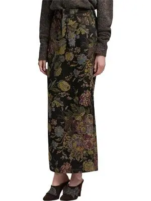 Ralph Lauren Fontaine Floral Jacquard Skirt - Brown