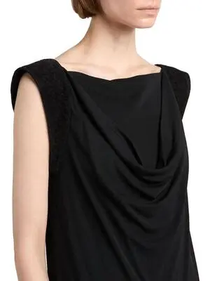 Bottega Veneta Intrecciato-trim Draped Crepe Jersey Maxi Dress - Nero
