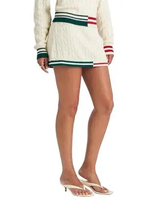 SEROYA Pearson Cable-knit Mini Skirt - Eggshell
