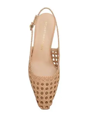 STUART WEITZMAN 50mm Stassi Woven Leather Slingback Pumps - Adobe