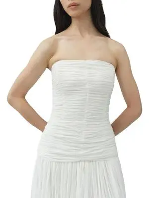 Simkhai Danielle Strapless Crinkle Jersey Bustier Gown - Ivory