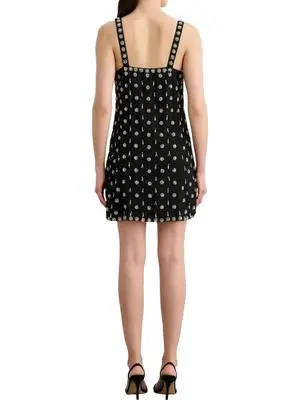 TOCCIN Dove Hand-beaded Mini Shift Dress - Jet