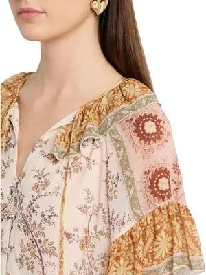Kobi Halperin Verity V-neck Ruffle Sleeve Blouse - Honey Mult