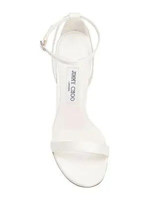 JIMMY CHOO Moza 100mm Satin Sandals With Crystal-embellished Buckle