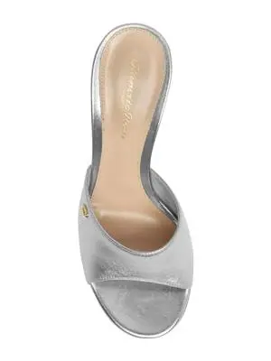 GIANVITO ROSSI Metallic Napa Leather Wedge Sandals - Argento